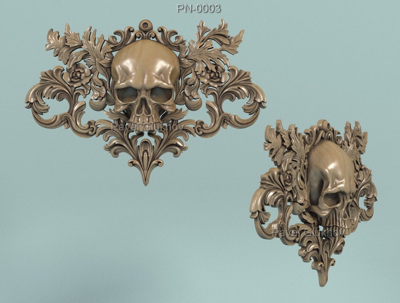 Stylized Skull. PN-0003 3D STL Model for CNC and Printing. - Etsy UK