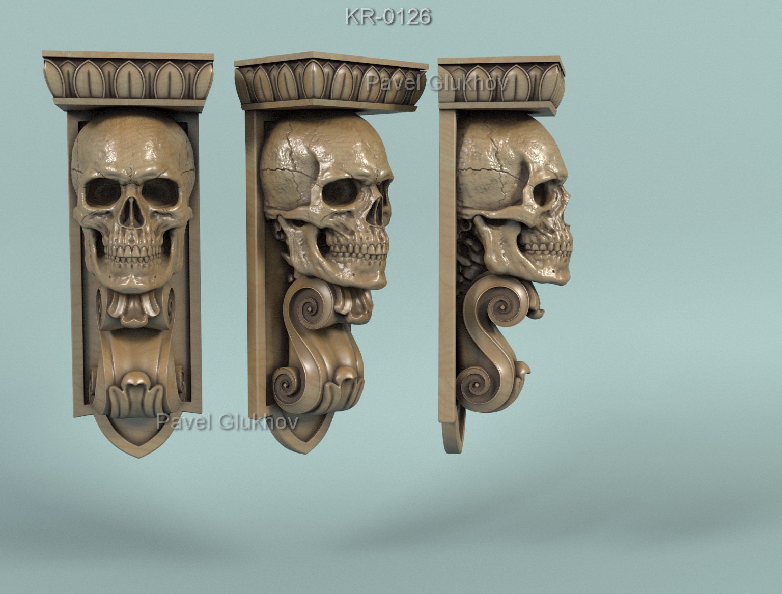Skull Brackets KR-0126. 3D STL Model for CNC and Printing. - Etsy
