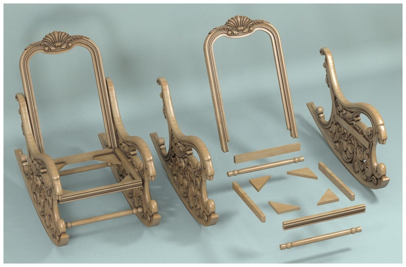 Rocking Chair ST-0002. 3D STL Model for CNC - Etsy