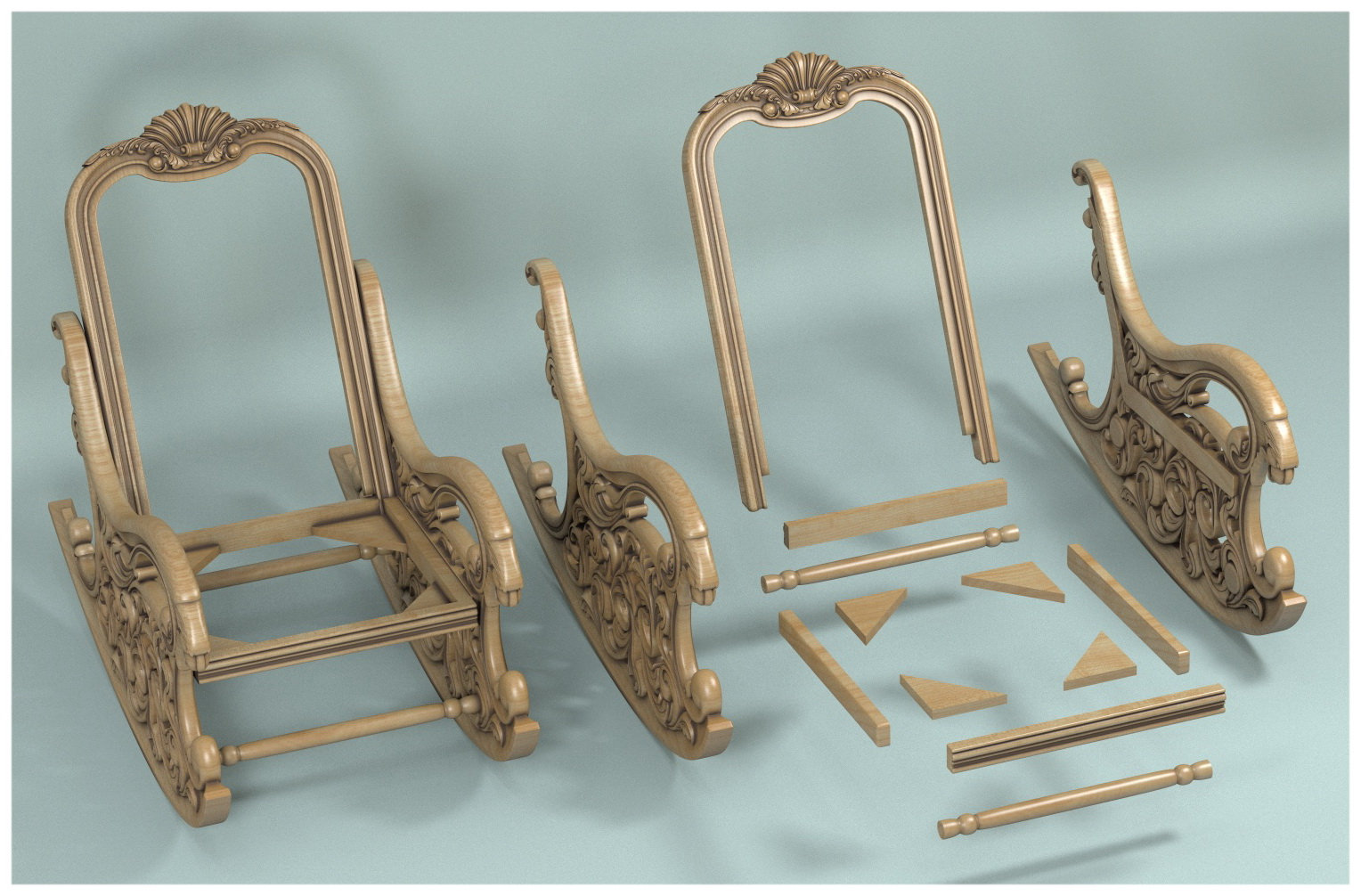 Rocking Chair ST-0002. 3D STL Model for CNC - Etsy
