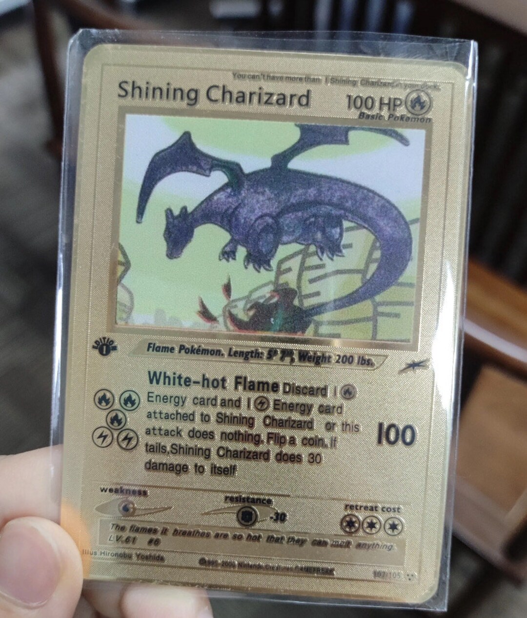 Shinning Charizard Gold Metal Card - Etsy