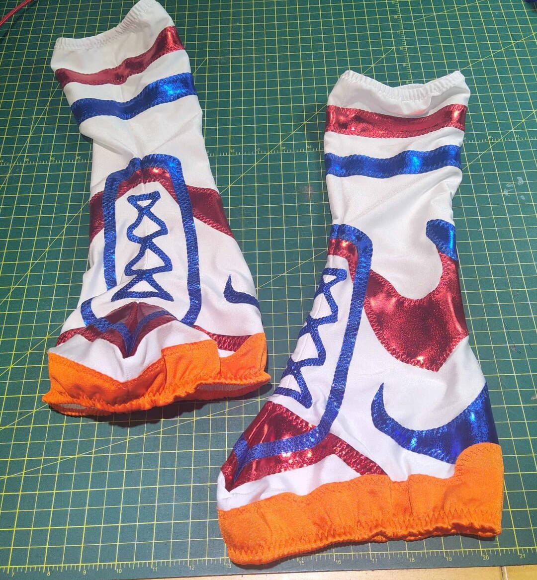 Custom Boot Covers- Shiny Basketball Shoe With Sock (red, White, Blue ...
