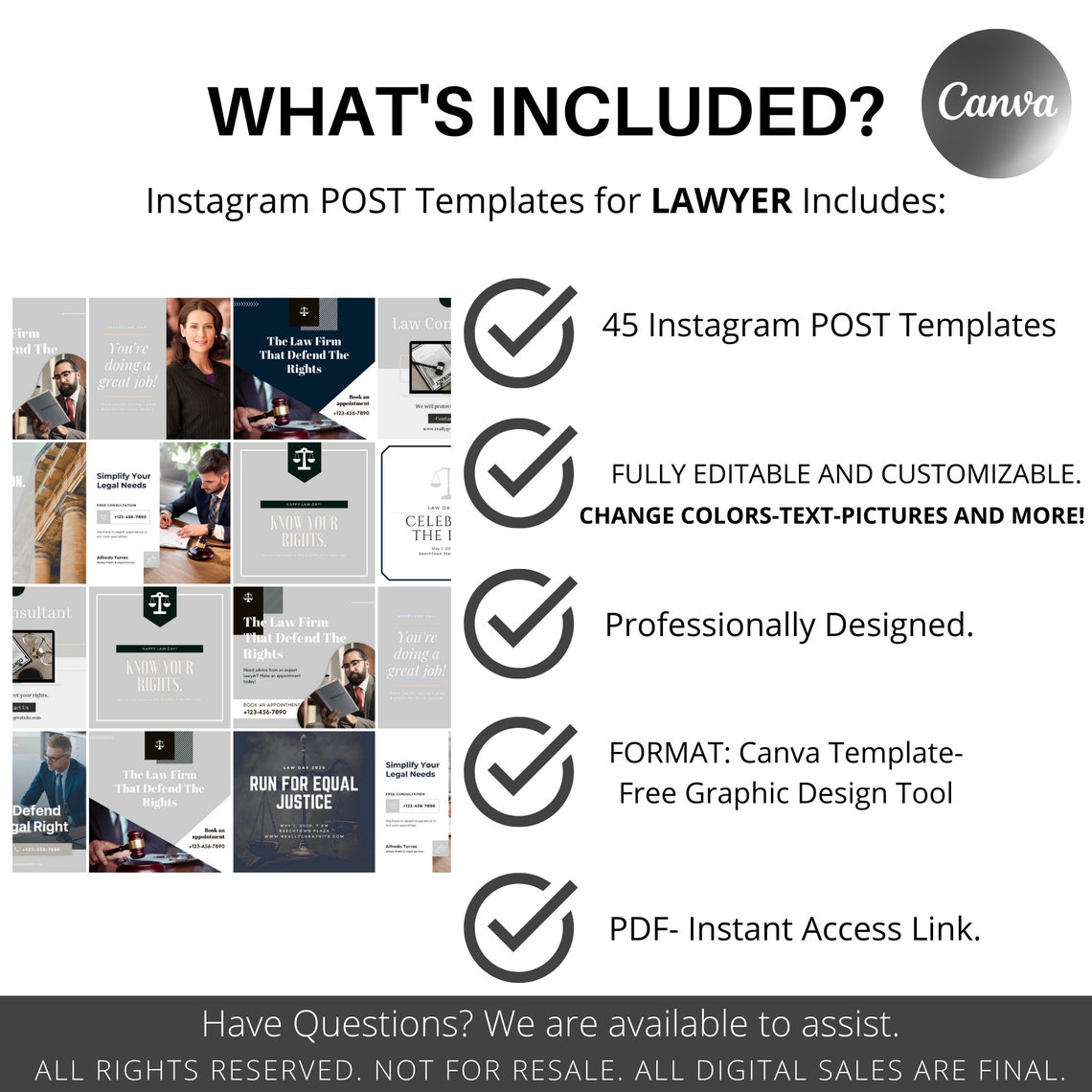 45 Modern Law Firm Instagram Templates Canva Lawyer Instagram Template ...
