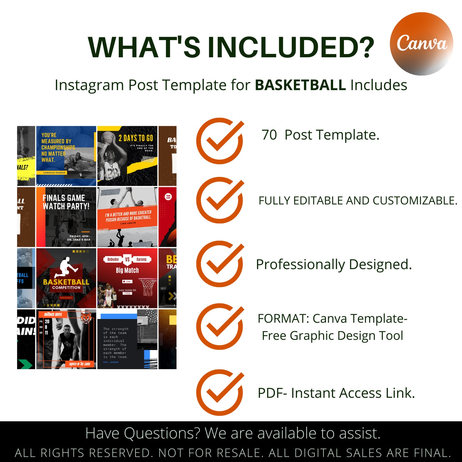 70 Basketball Instagram Post Templates Canva Social Media Post for ...