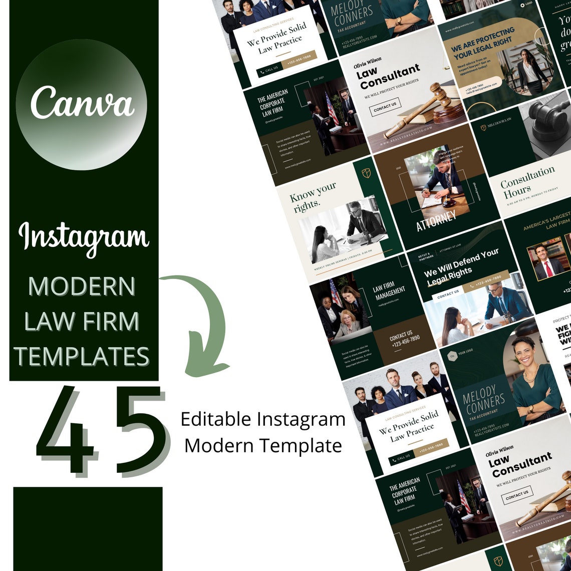 45 Modern Law Firm Instagram Templates Canva Lawyer Instagram Template ...