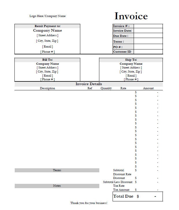 Excel Invoice Template Etsy 