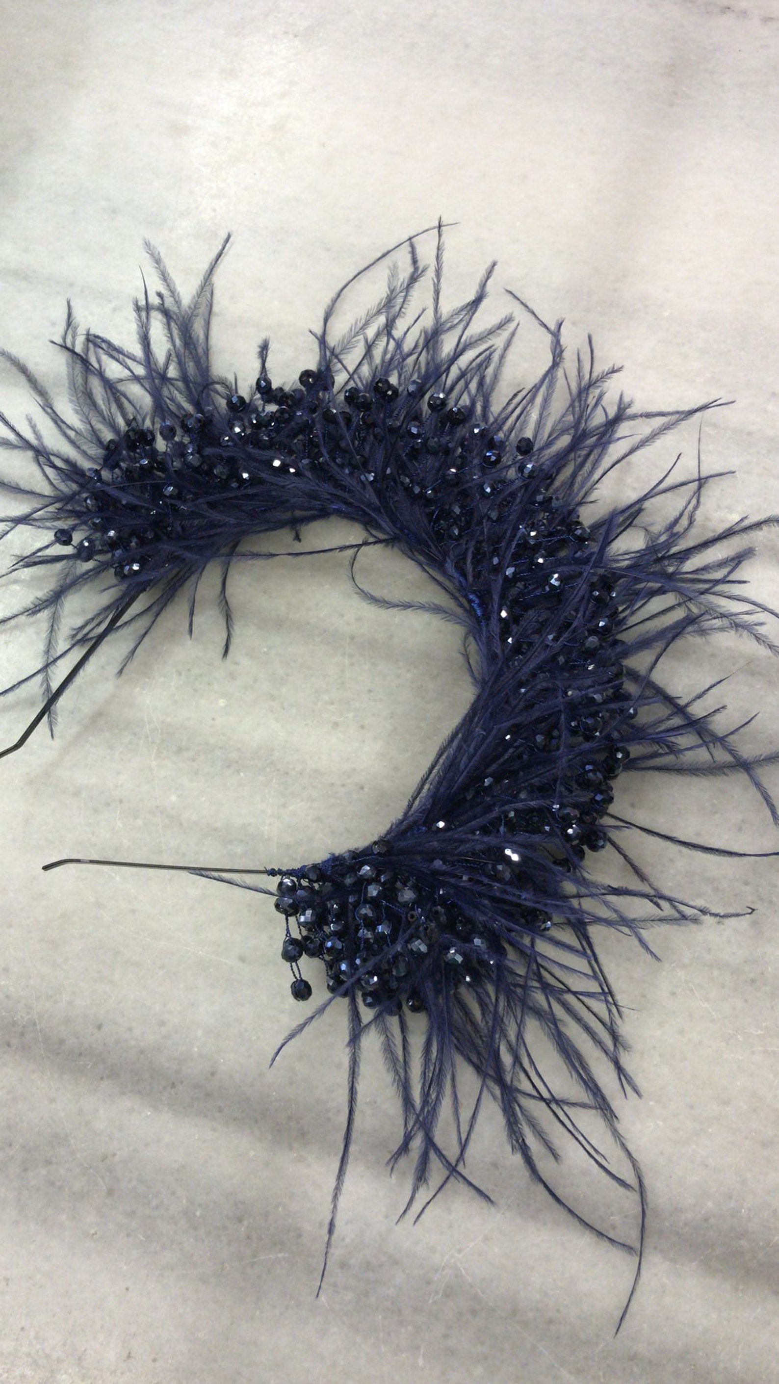 Navy Blue Crystal Tiara, Dark Blue Bridal Headpiece, Navy Blue Feather ...