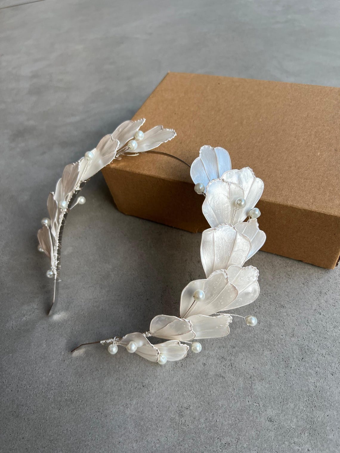 Helen Style Floral Bridal Crown With Pearls & Leaves – Bohemian ...