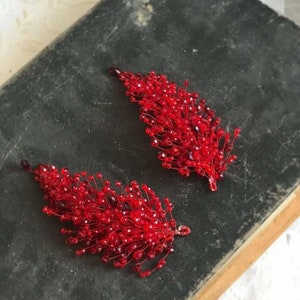 Red and Burgundy Crystal Hair Piece - Bridal Hair Clip for Henna Night ...