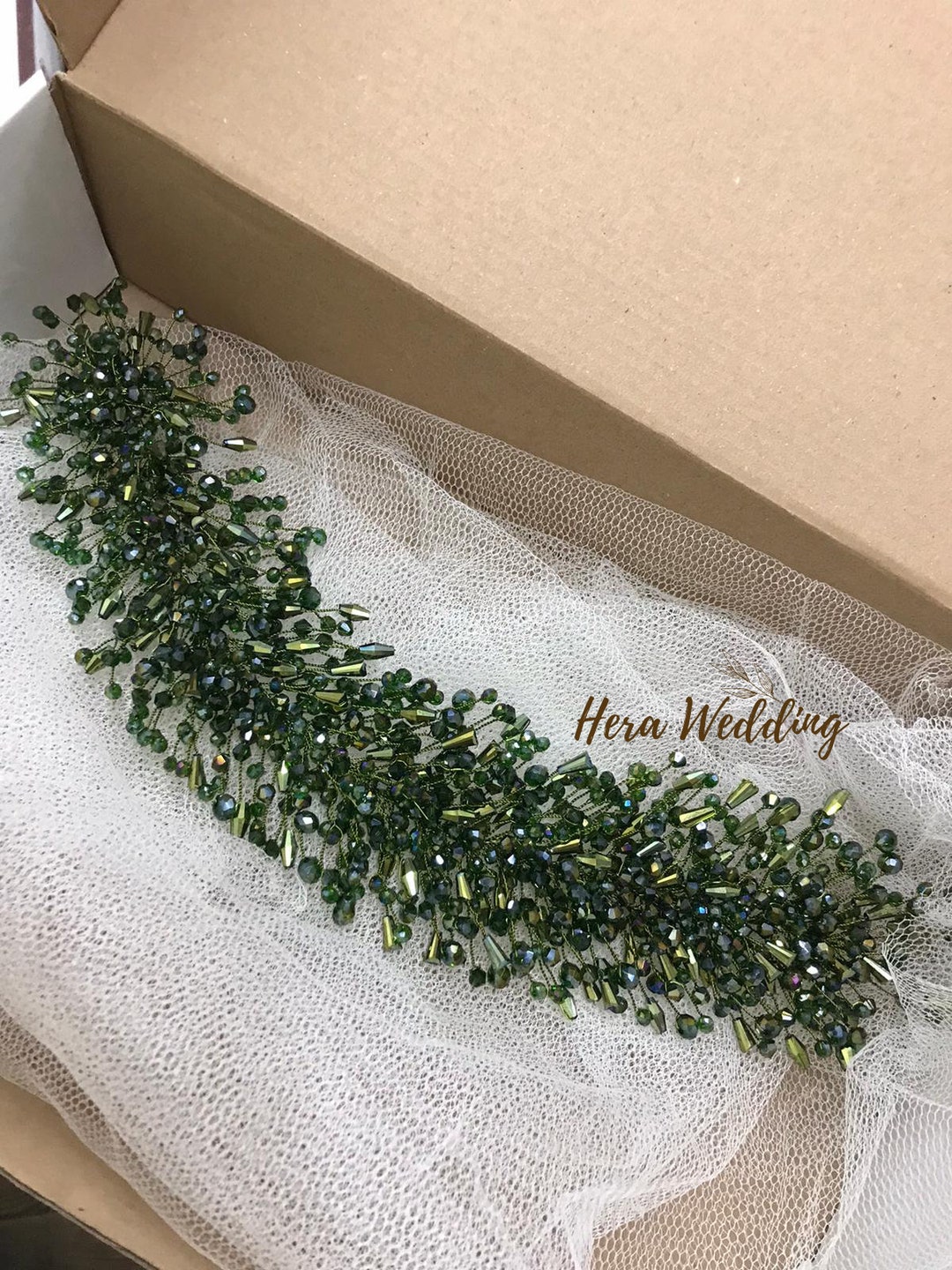 Green Bridal Headband, Emerald Green Bridal Tiara, Green Henna Tiara ...