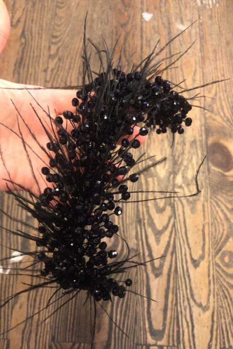 Black Bridal Headband, Black Tiara With Feathers, Black Gothic ...