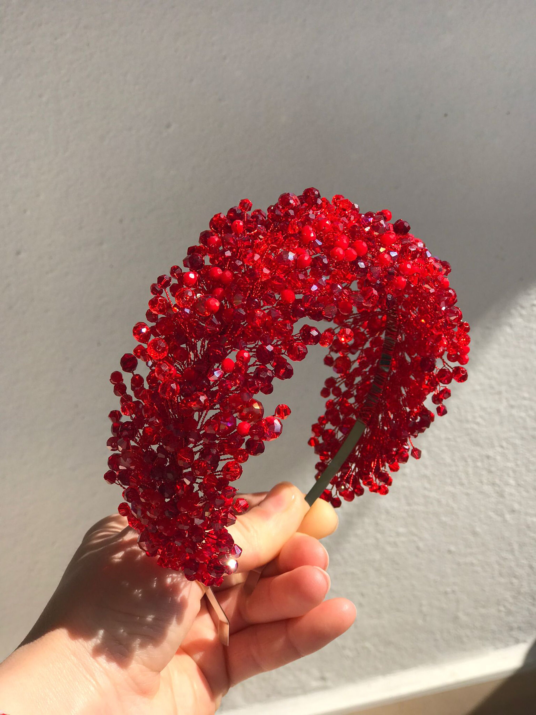 Burgundy Red Crystal Bridal Tiara Crown, Red Wedding Headpiece ...