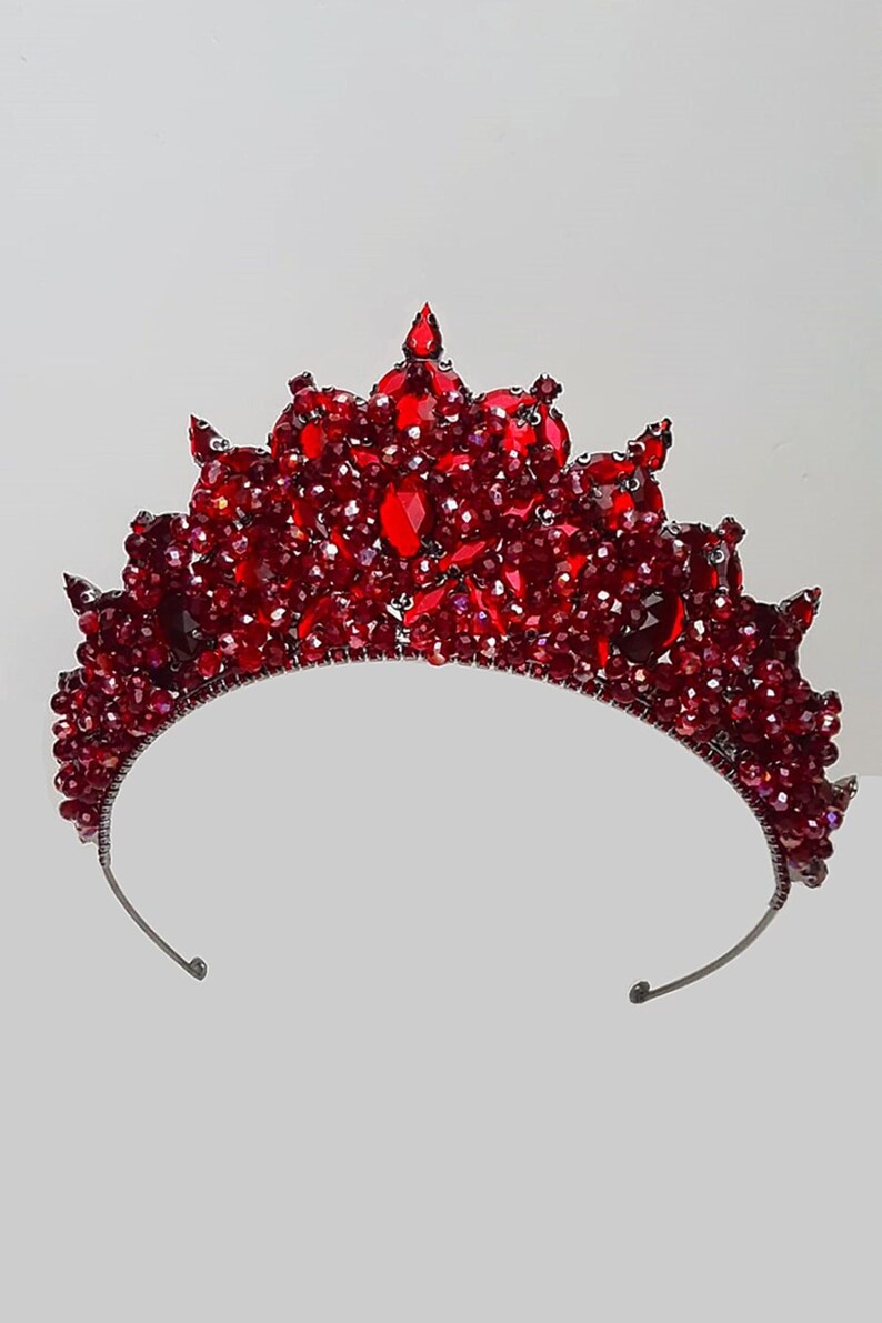 Burgundy Bridal Crown, Red Bridal Tiara, Burgundy Wedding Headpiece ...