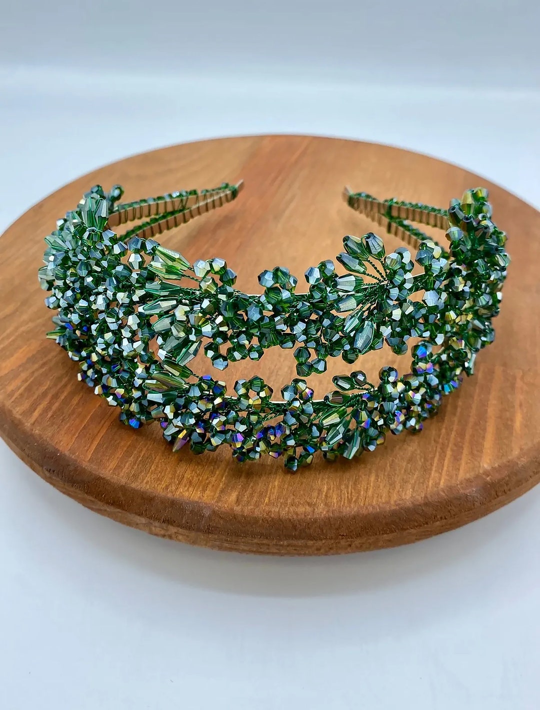 Green Bridal Tiara, Emerald Green Headband, Emerald Green Headpiece - Etsy