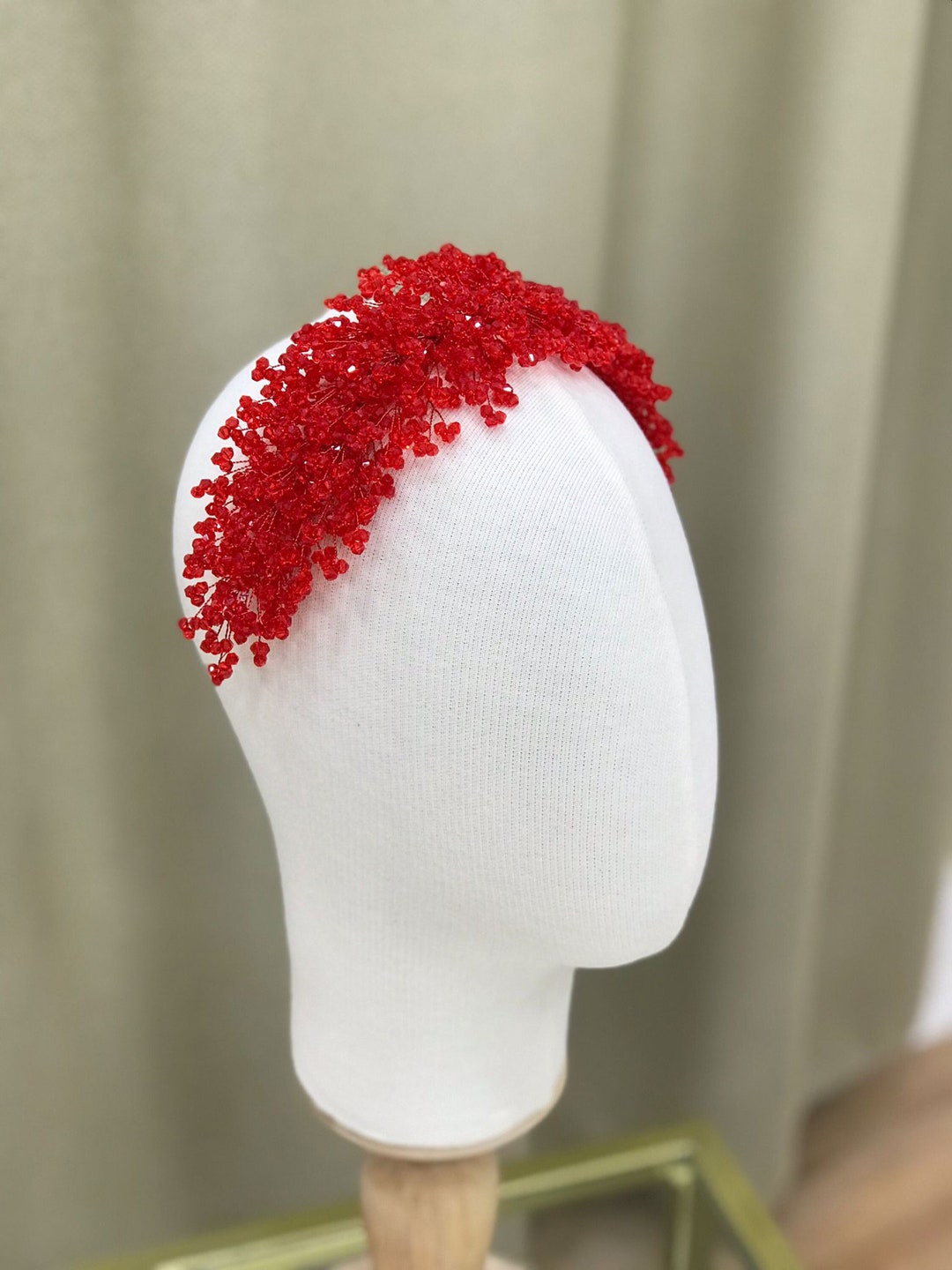 Red Crystal Bridal Headband Tiara, Red Bridal Tiara, Red Henna Tiara ...