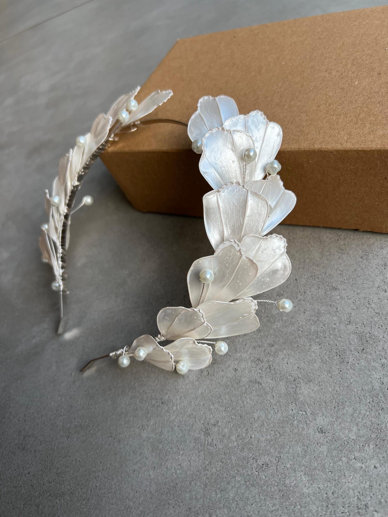 Helen Style Floral Bridal Crown With Pearls & Leaves – Bohemian ...
