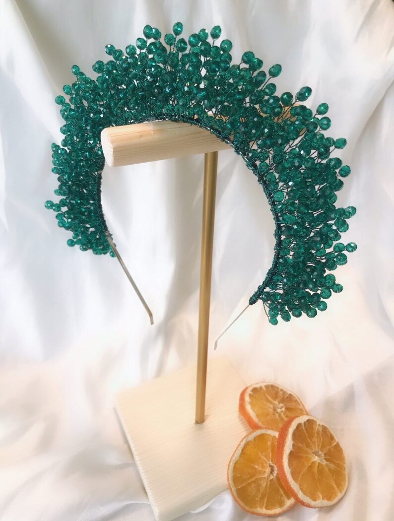 Green Bridal Tiara, Red Crystal Bridal Henna Tiara, Emerald Green ...