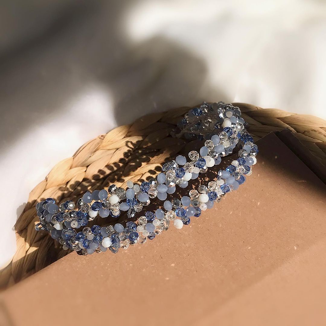 Soft Blue Bridal Tiara, Blue Crystal Wedding Tiara, Blue Flexible ...