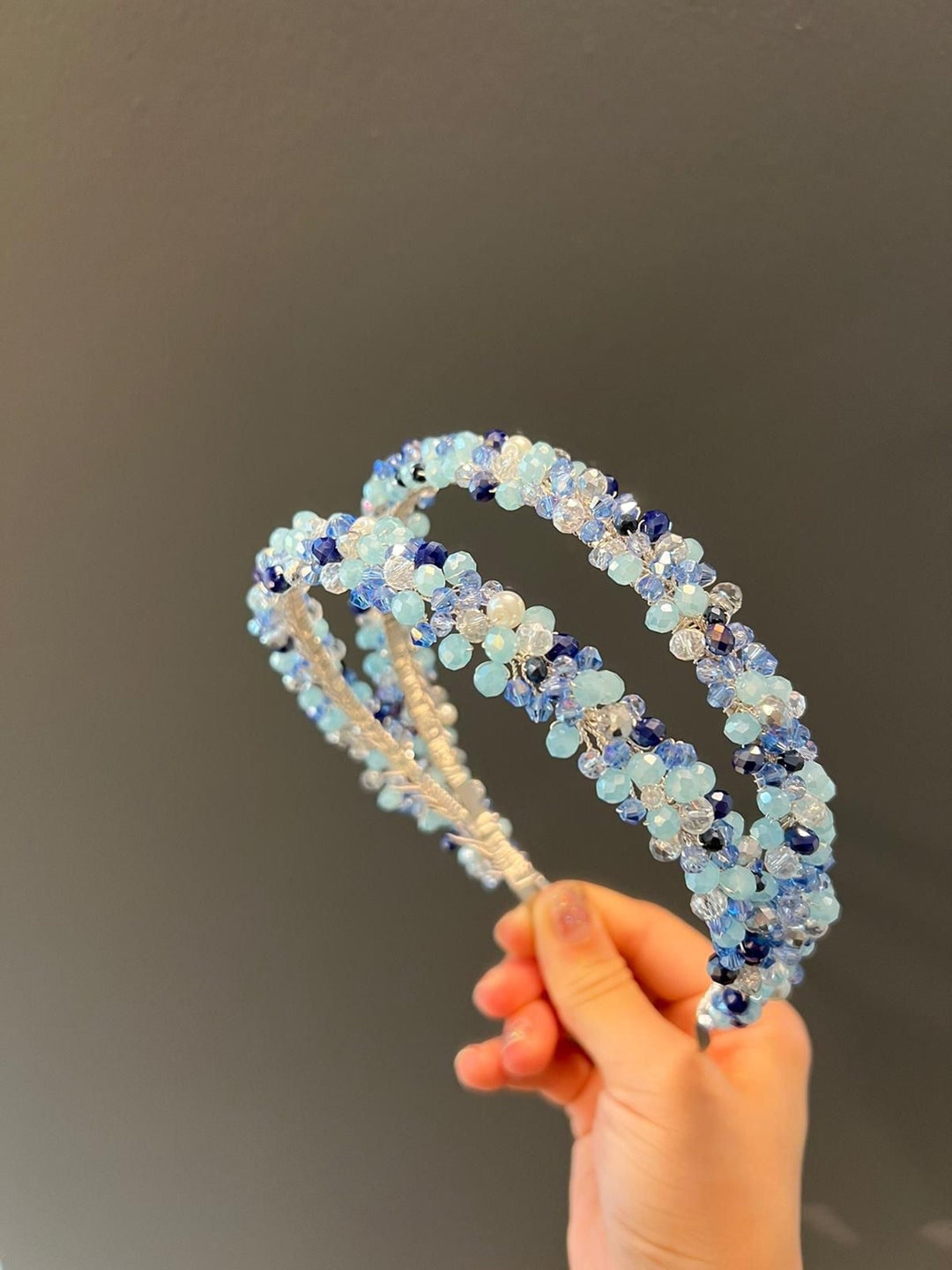 Blue Crystal Tiara, Blue Baby Shower Headband - Etsy
