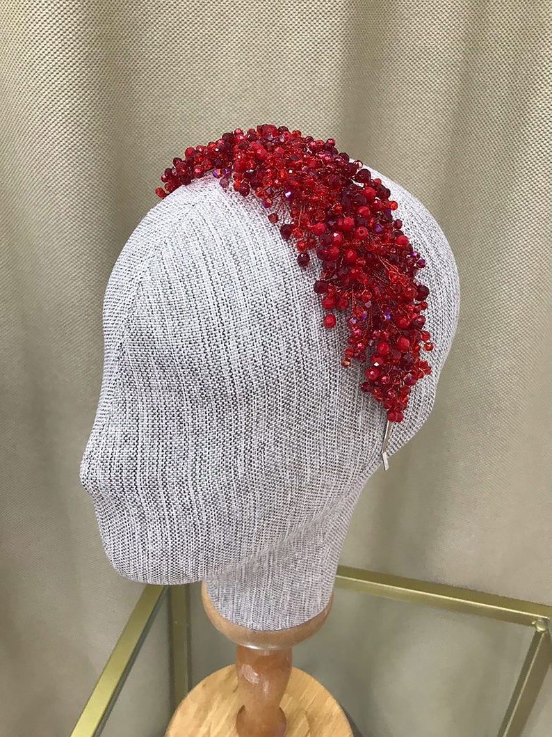 Burgundy Red Crystal Bridal Tiara Crown, Red Wedding Headpiece ...