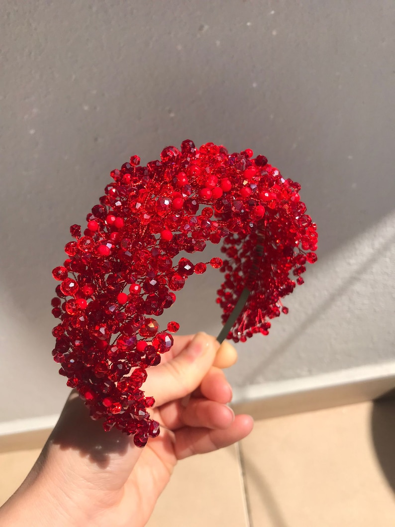 Burgundy Red Crystal Bridal Tiara Crown, Red Wedding Headpiece ...