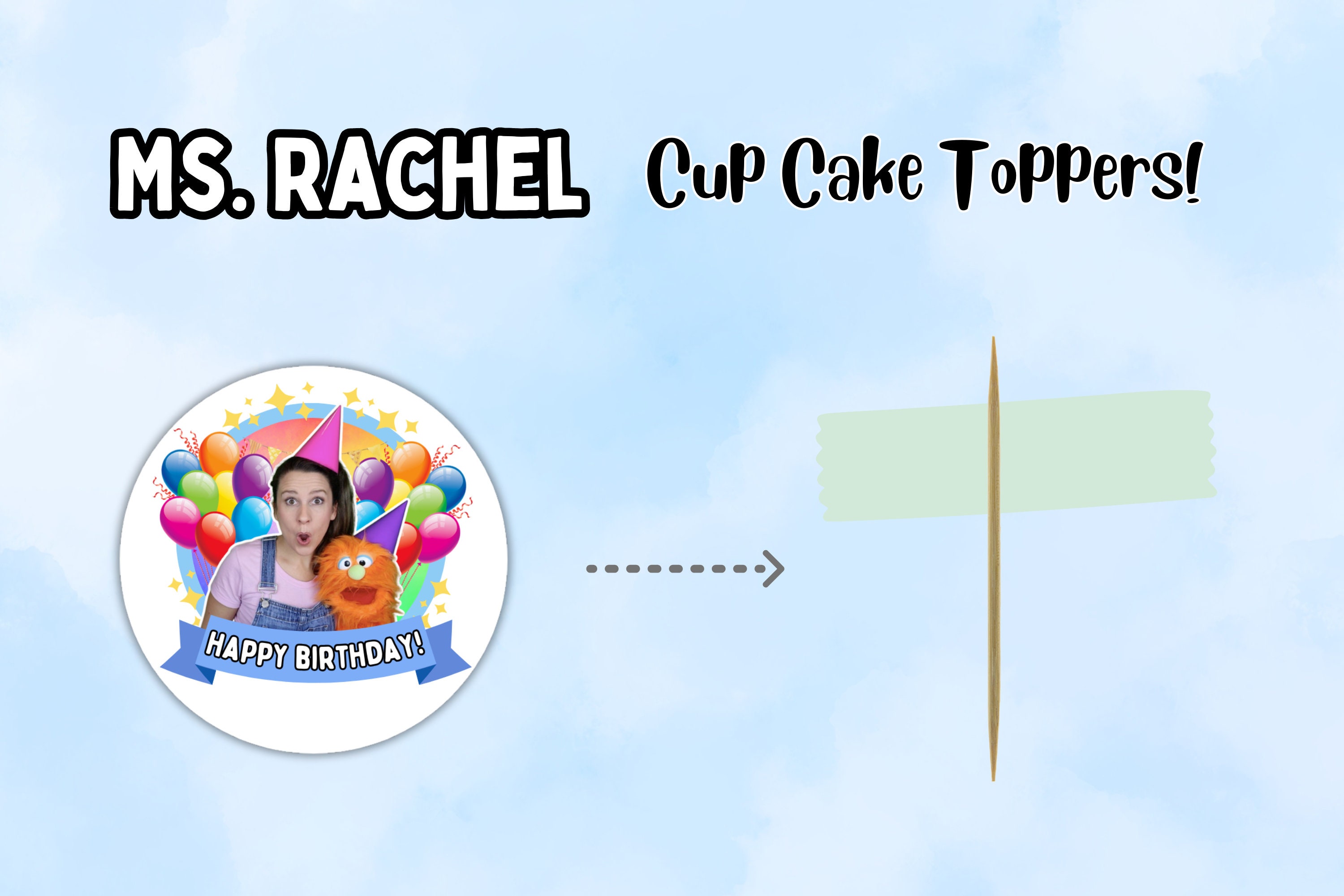 Ms. Rachel Birthday Themed Cupcake Toppers! Template: Easy, Editable ...