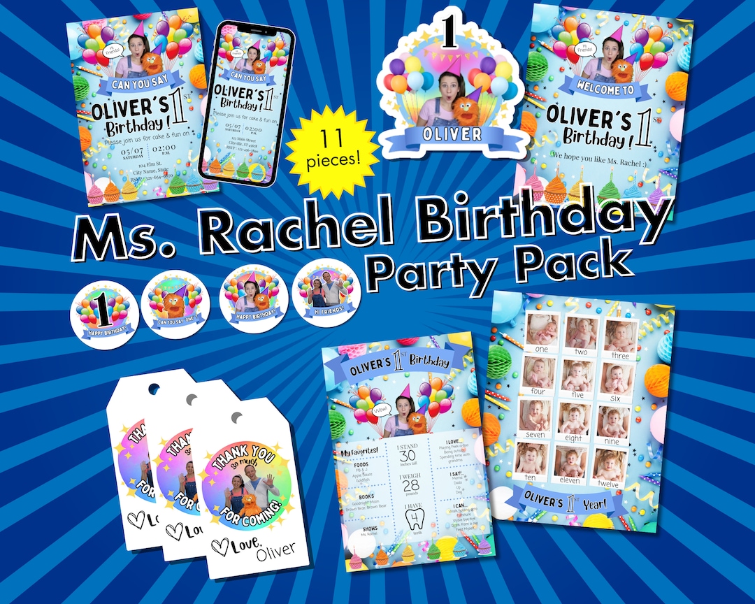 Celebrate With Ms. Rachel Birthday Theme Party Pack: Invites ...