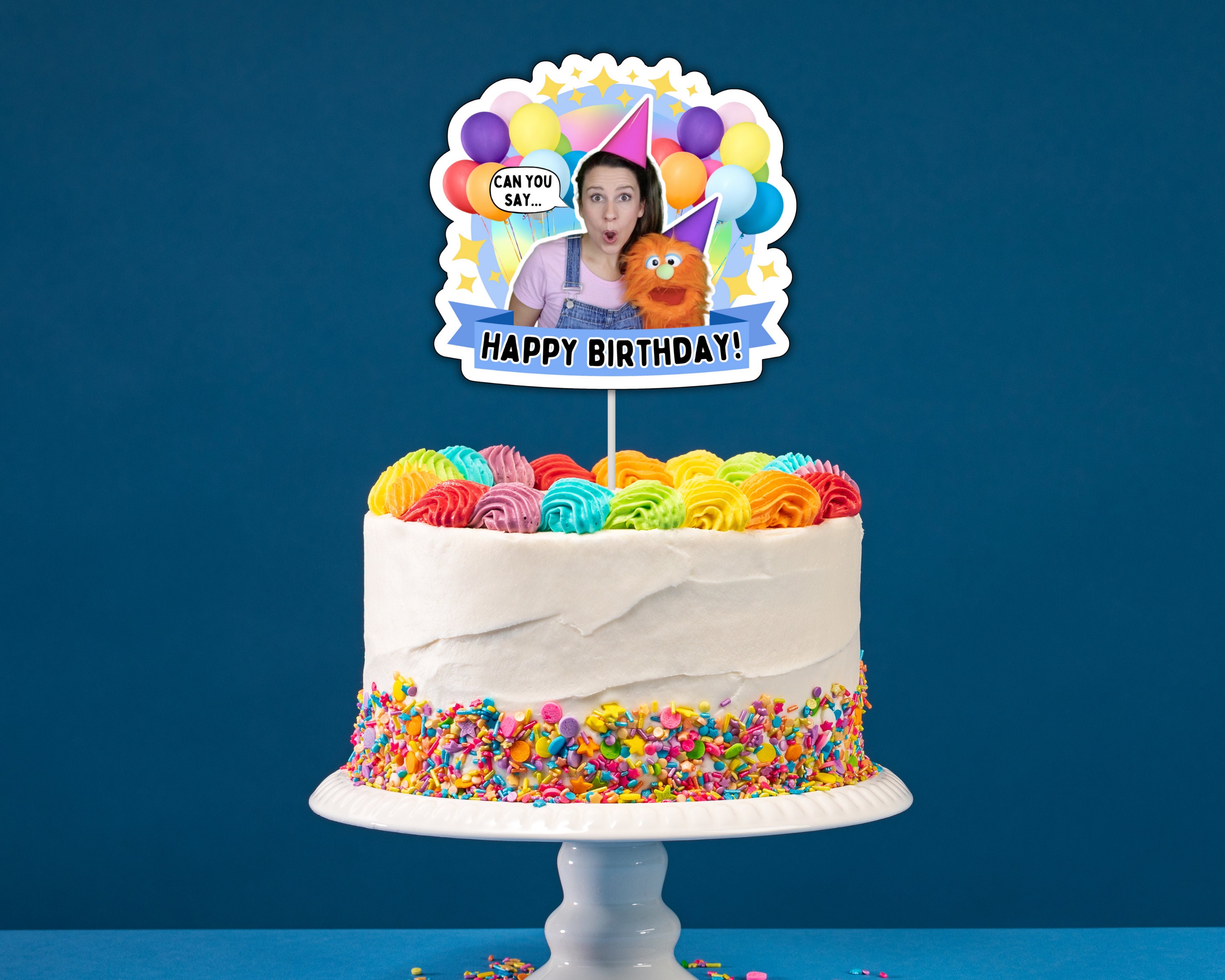 FUN CAKE DECOR | Ms. Rachel Printable Blue Happy Birthday Cake Topper ...