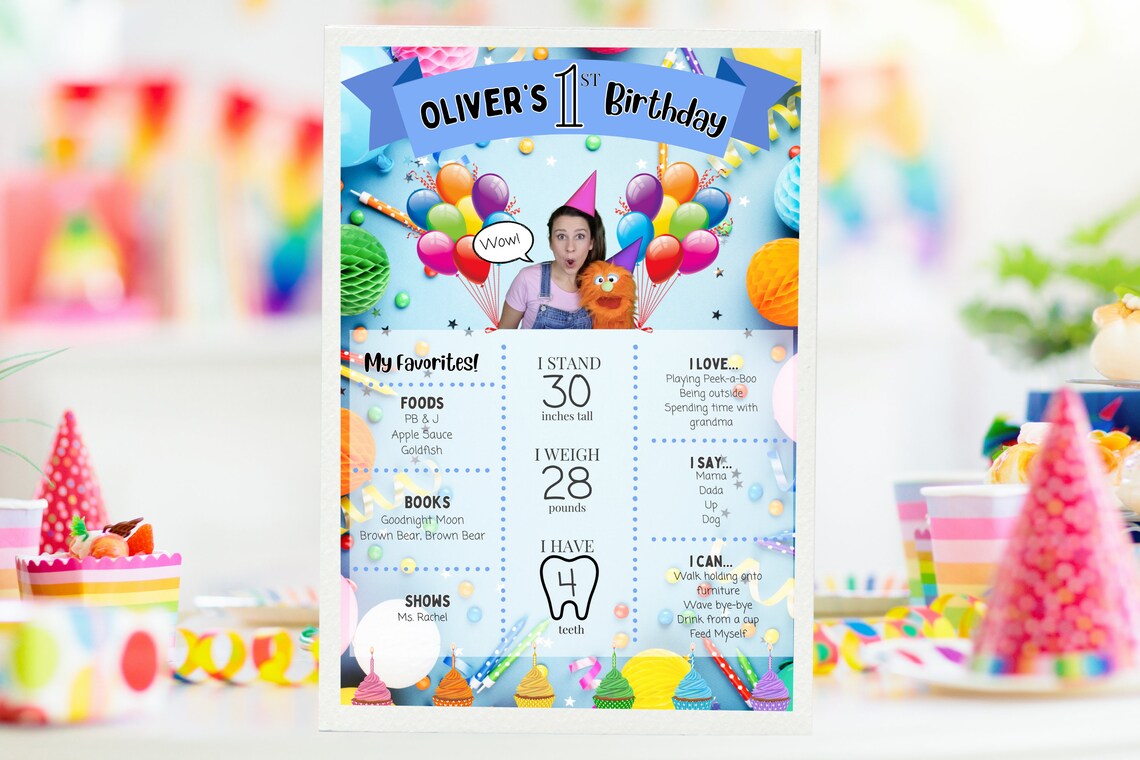 Ms. Rachel First Birthday Milestone Poster: Record Display & - Etsy