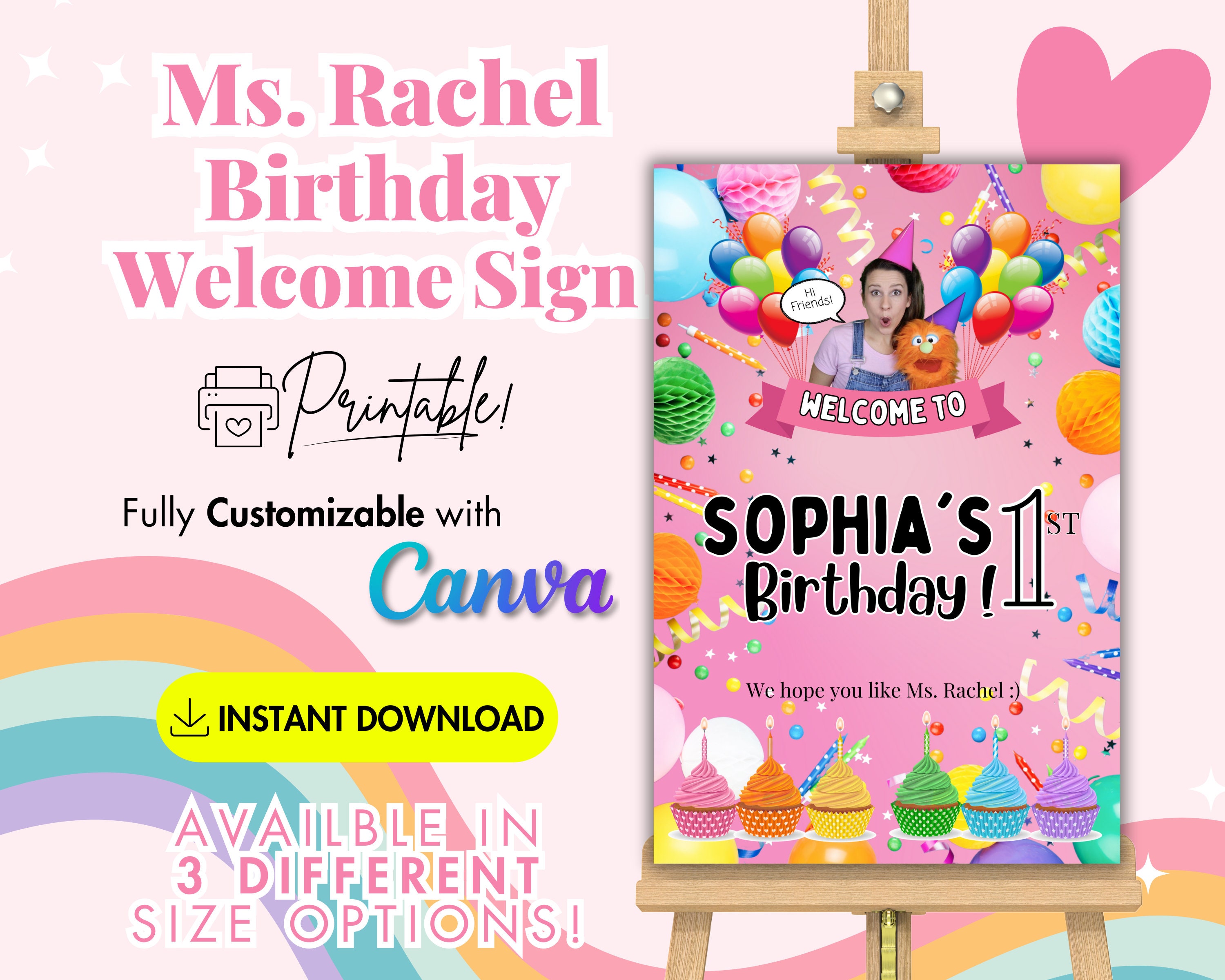 Welcome to the Party! Ms. Rachel Pink Birthday Welcome Sign | Instant ...
