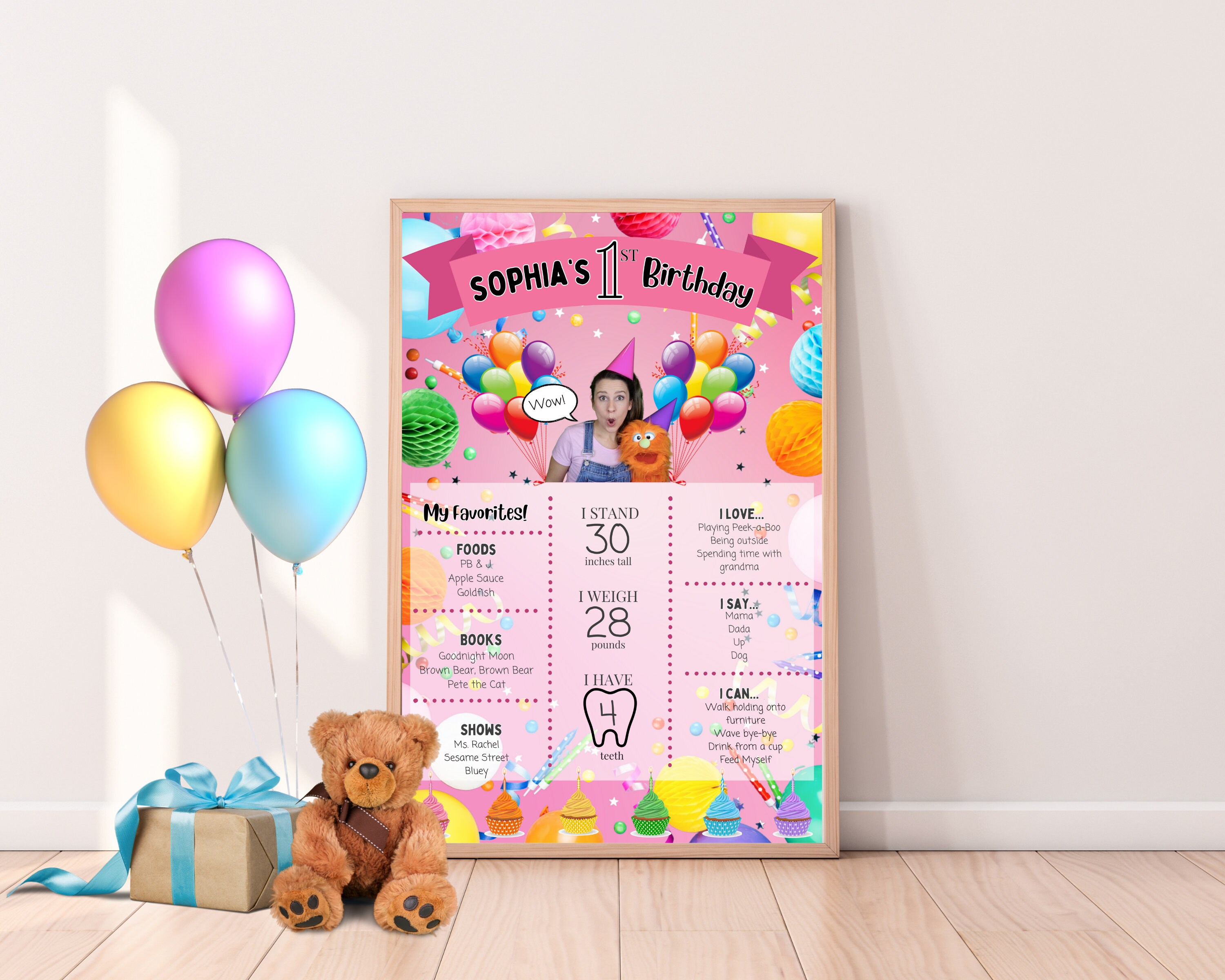 Pink Ms. Rachel Theme Birthday Milestone Poster Template | Editable ...