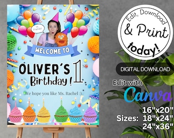 Ms. Rachel First Birthday Milestone Poster: Record Display & - Etsy