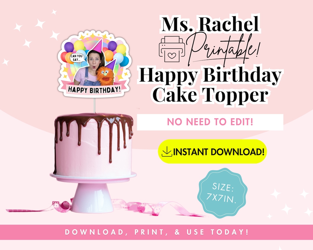 PRINTABLE Ms Rachel CAKE TOPPER 7x7 | No Editing | Fast & Easy ...
