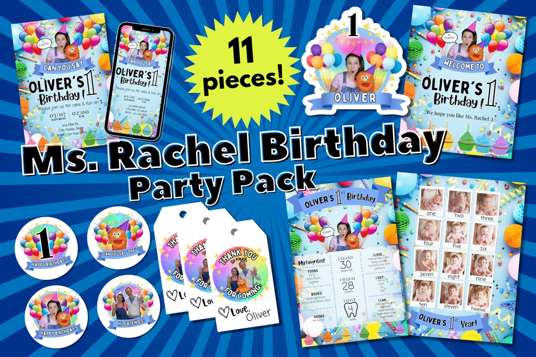 Celebrate With Ms Rachel Birthday Theme Party Pack Invites Milestones And More 1st Birthday