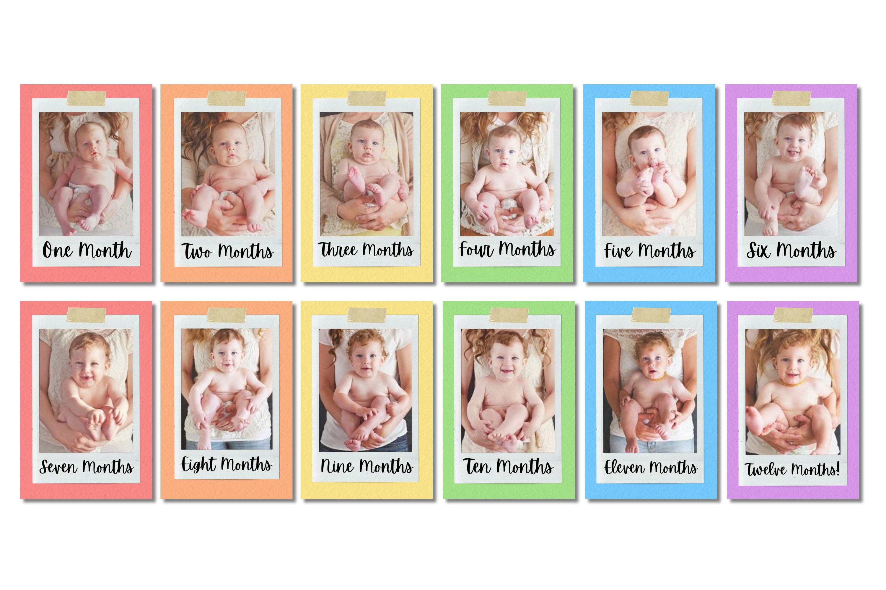 Baby's First Year Timeline Progression Banner - Rainbow Photo Banner ...
