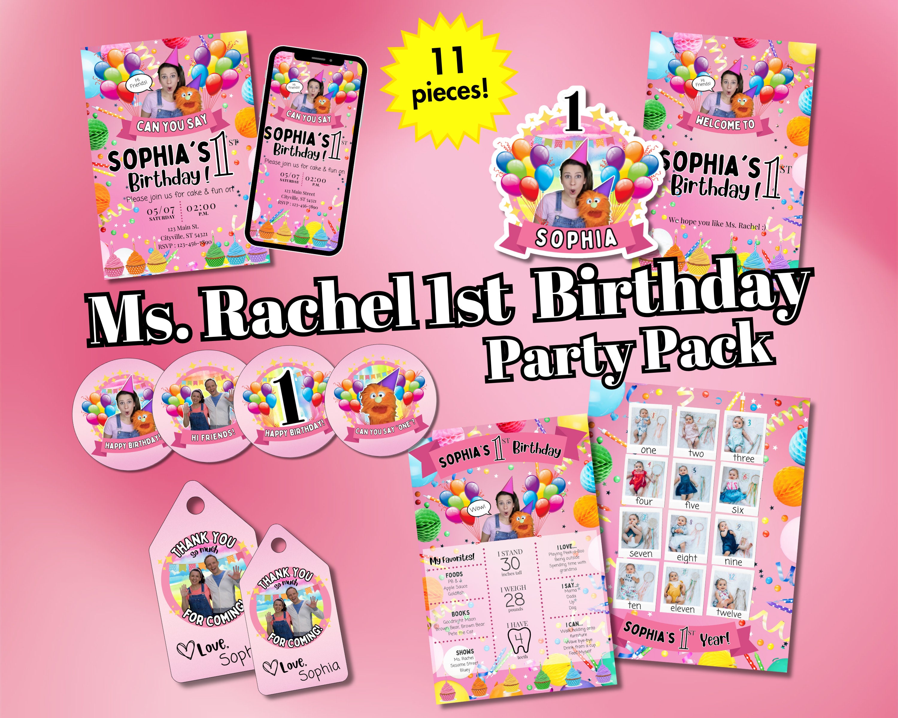 The ULTIMATE Ms. Rachel 1st Birthday Party Pack | Instant Digital ...