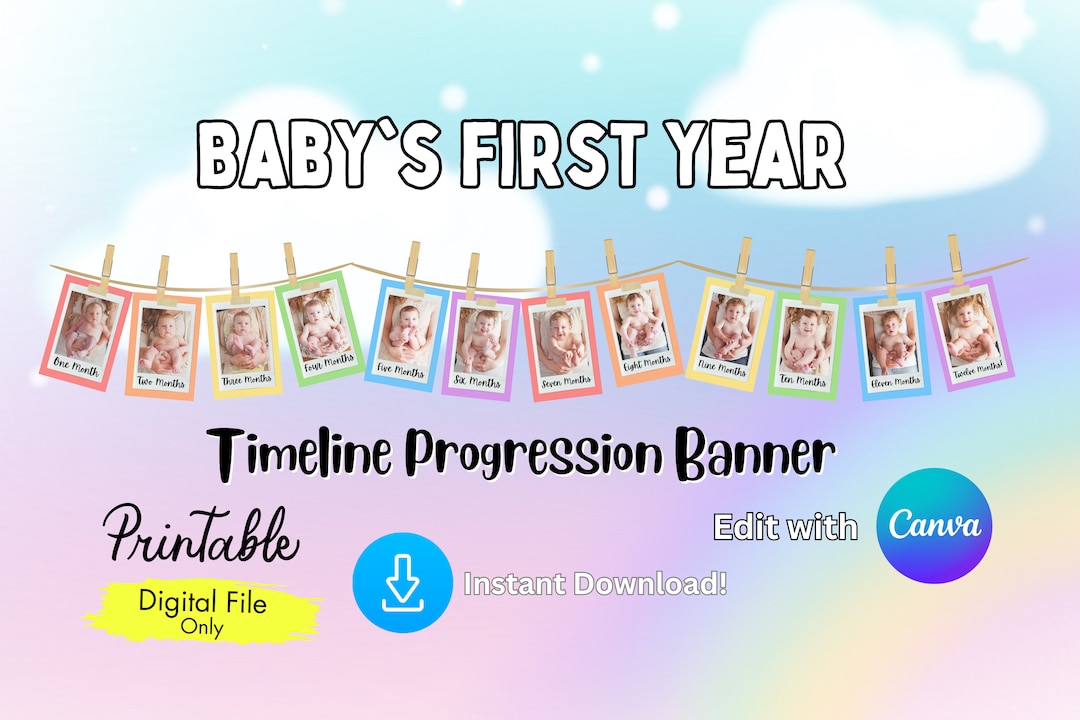 Baby's First Year Timeline Progression Banner Rainbow - Etsy