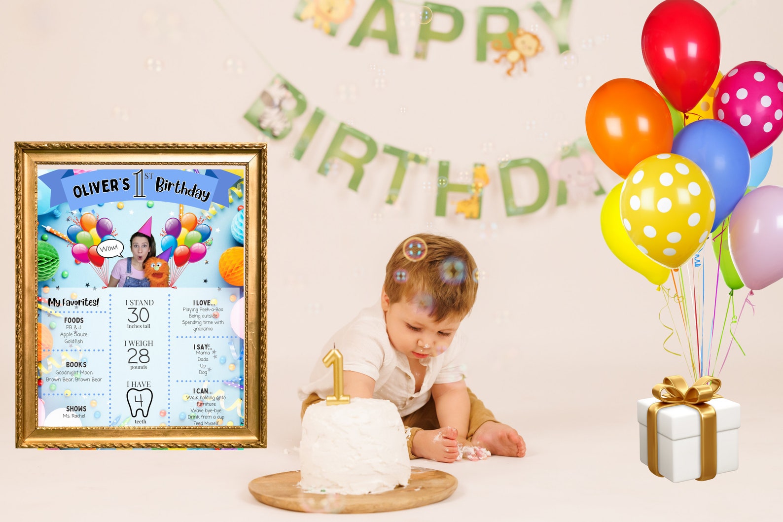 Ms. Rachel First Birthday Milestone Poster: Record, Display & Cherish ...