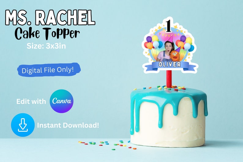 Personalized Ms Rachel Cake Topper Customizable 3x3 Etsy