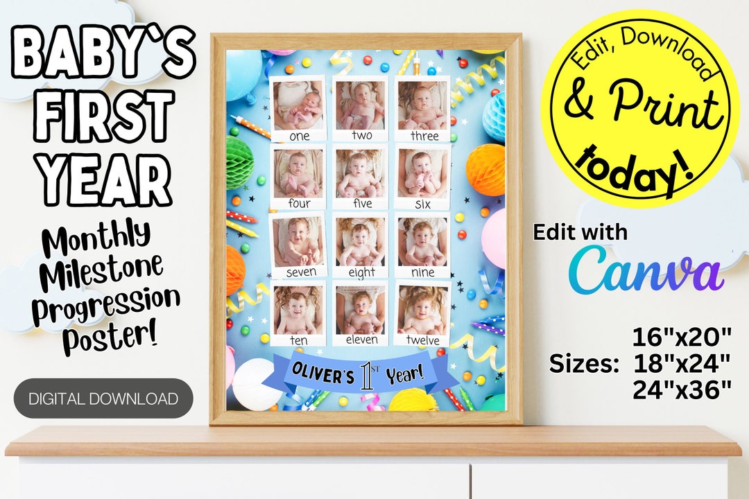Customizable Baby's 1st Year Poster: Cherish Milestones & - Etsy