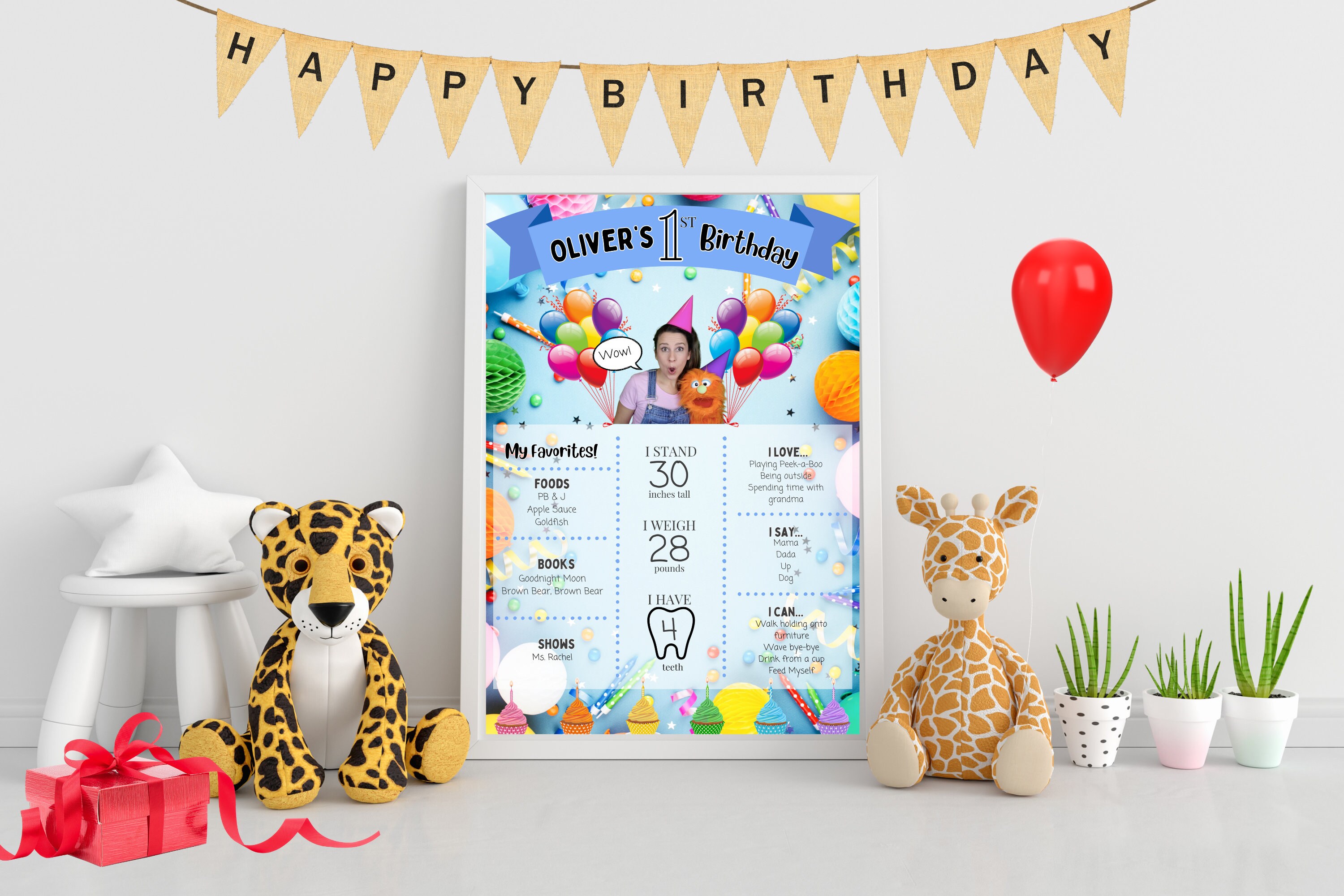Ms. Rachel First Birthday Milestone Poster: Record, Display & Cherish ...