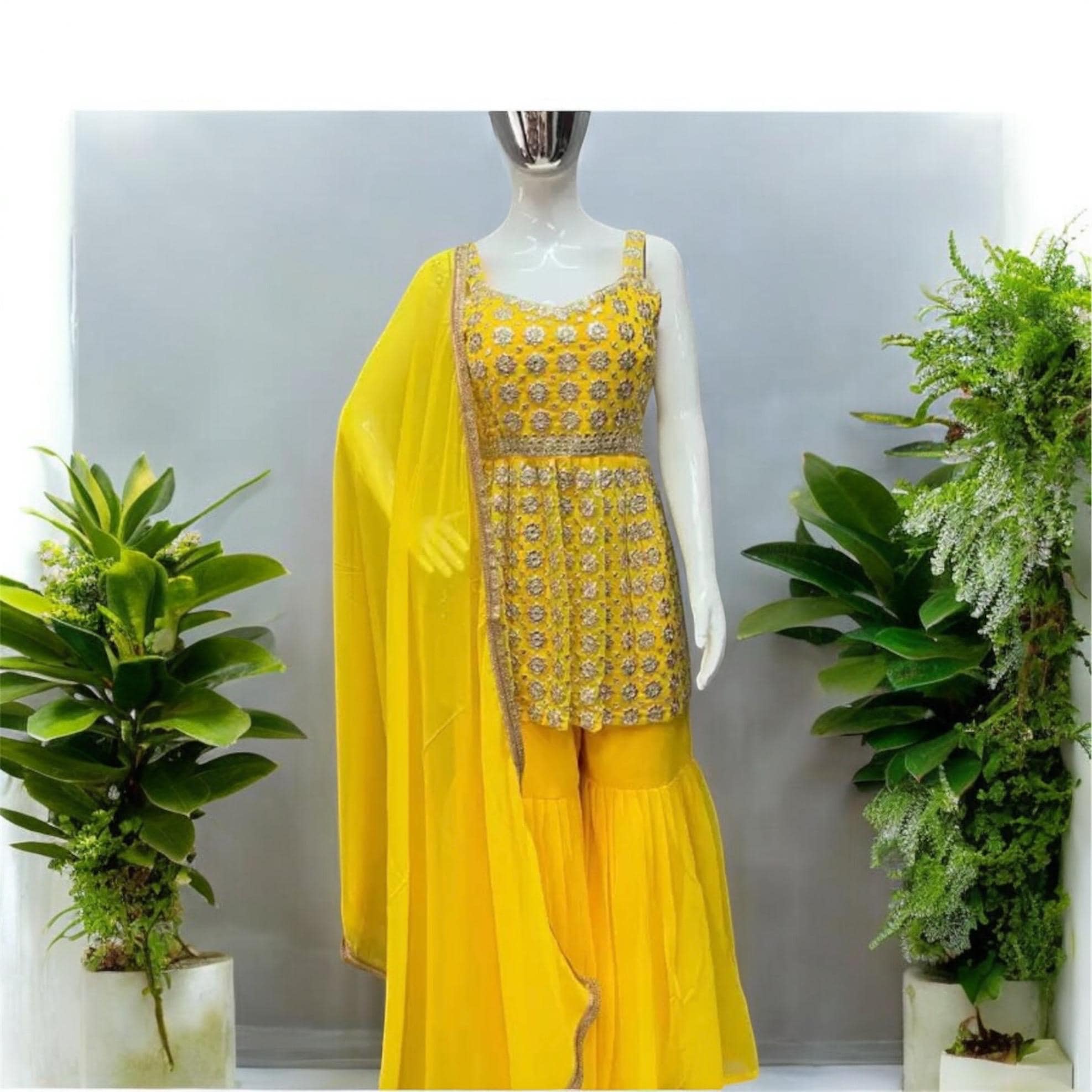 Elegant Georgette Embroidered Shara Suit, Indian Fusion , Wedding - Etsy