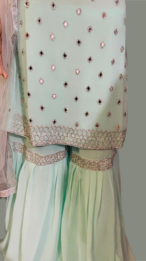 Pastel Light Blue Color Suit With a Flared Gharara - Etsy