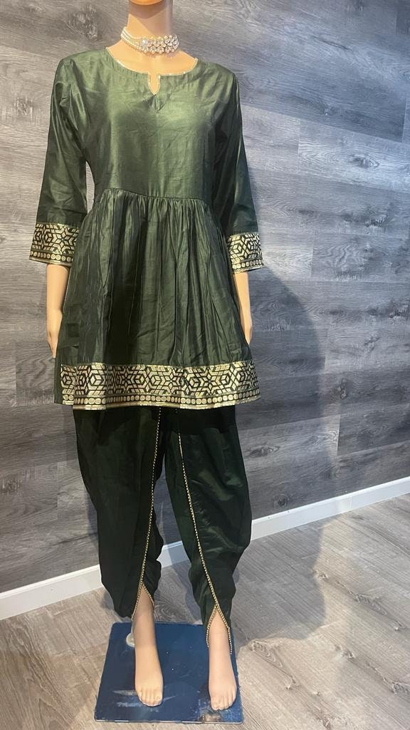Green Color Dhoti Suit Set With Dupatta - Etsy