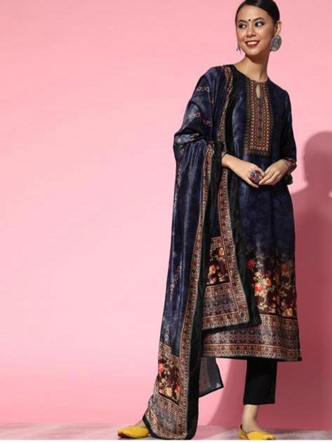 Blue Velvet Indian Stitched Suit Set With Dupatta - Etsy