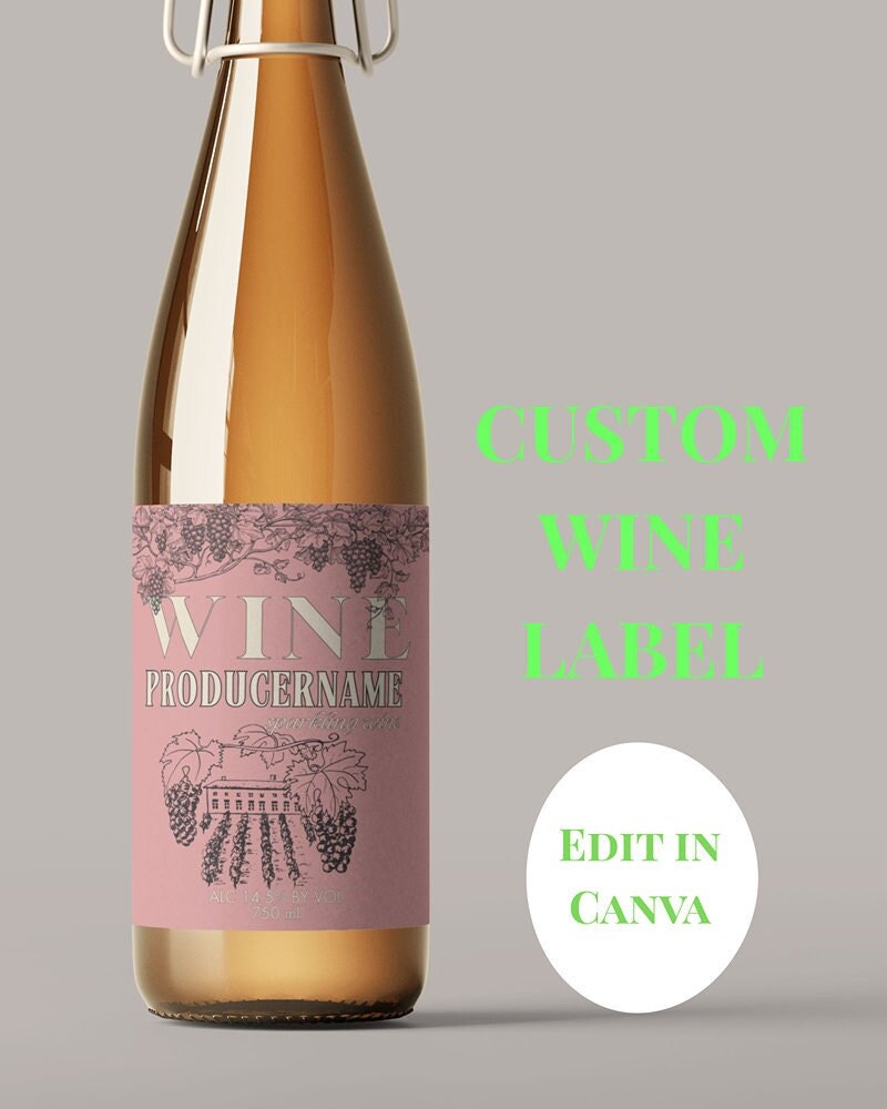 Custom Wine Label, Wine Bottle Label Template 750ml - Editable Wine ...