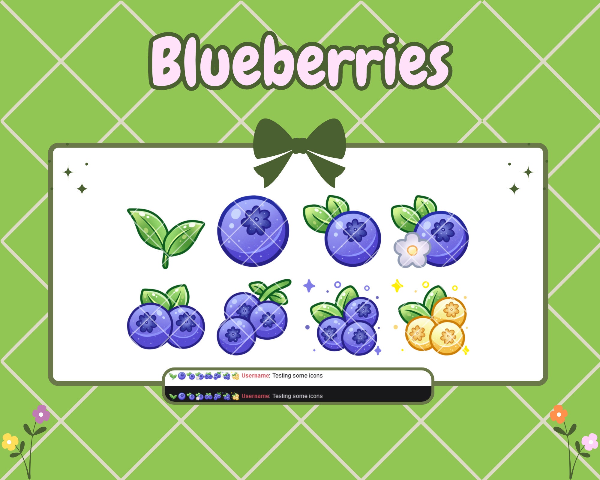 8 Blueberry Blueberries Sub Badges Twitch Sub Bit Badges Discord Kawaii ...