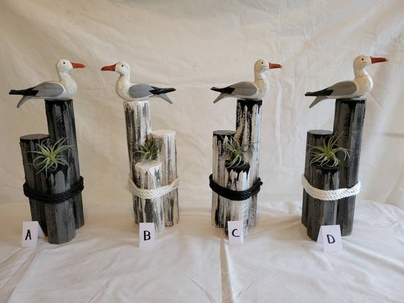 Pilings With Rope and Seagull Classy Nautical Indoor and - Etsy