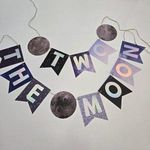 Space Banner, Moon Banner, Two the Moon Banner, Moon Birthday Banner ...