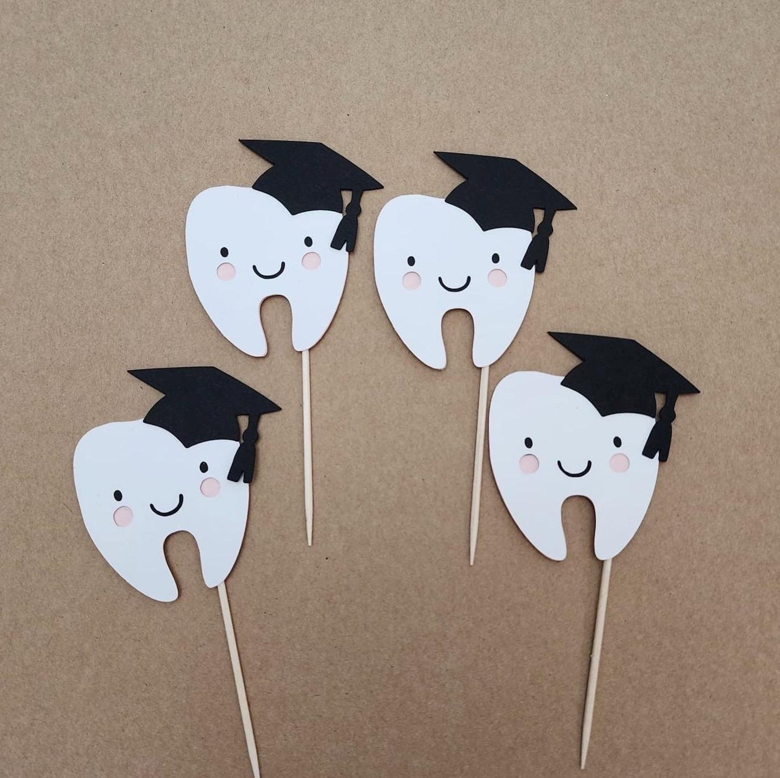 Dental Graduation Cupcake Toppers: Tooth With Graduation Cap, Set of 12 ...